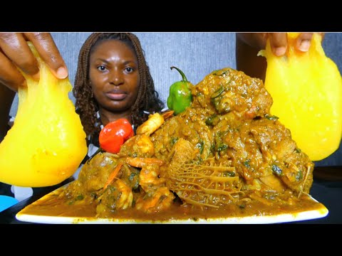 Asmr mukbang palm nut soup with starch fufu