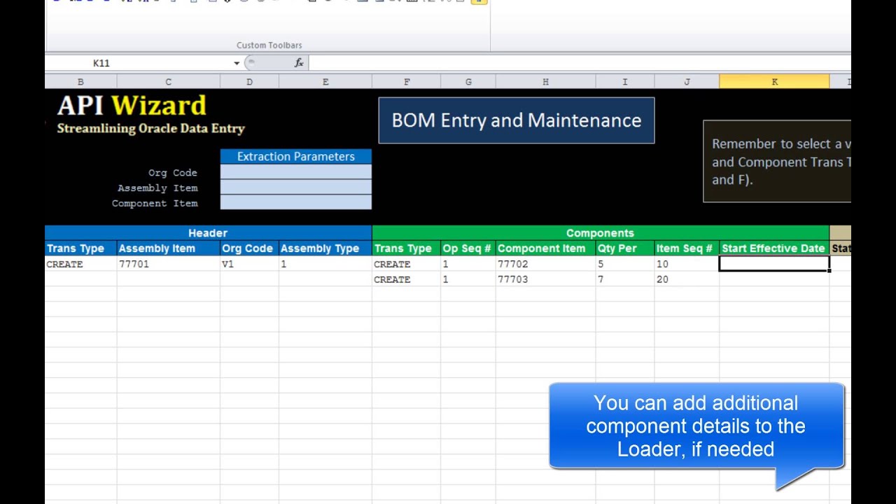 API Wizard - BOMs - YouTube