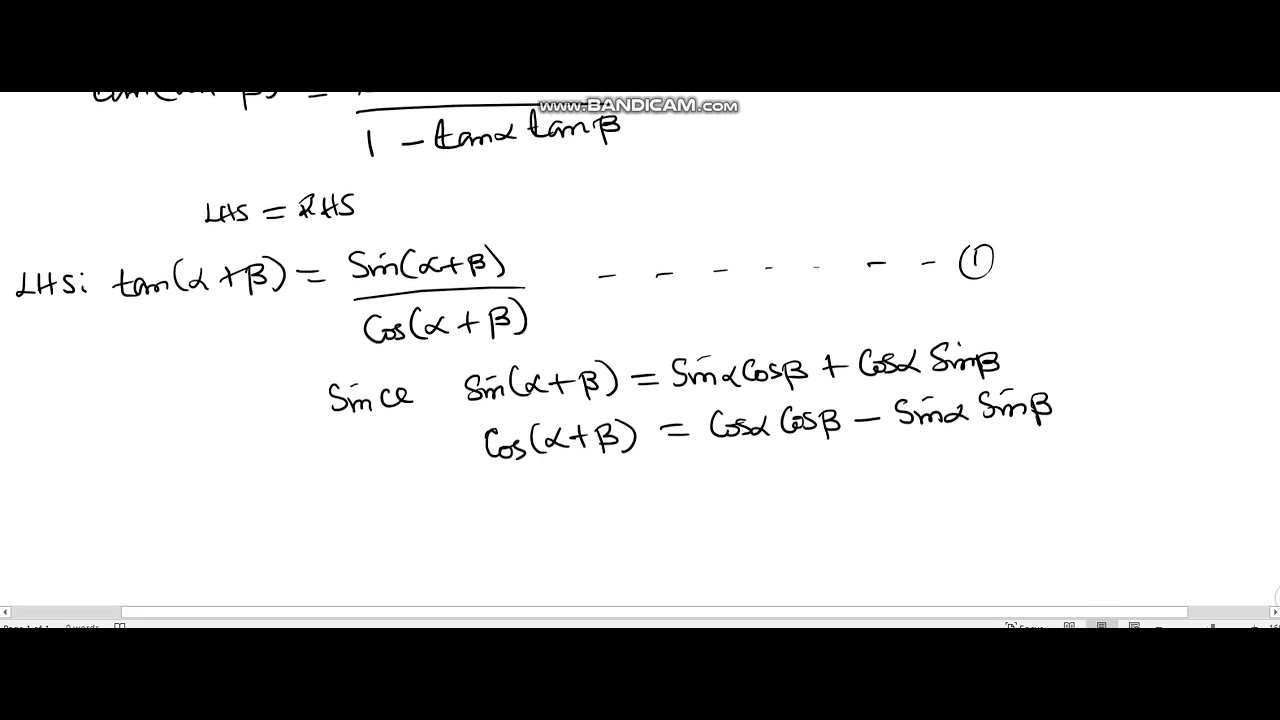 Proving of the trigonometric identity tan(a+b) - YouTube