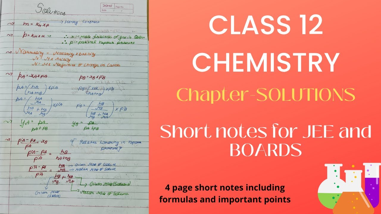 Best Short Notes Solutions Class 12 Chemistry . Link in Description ...
