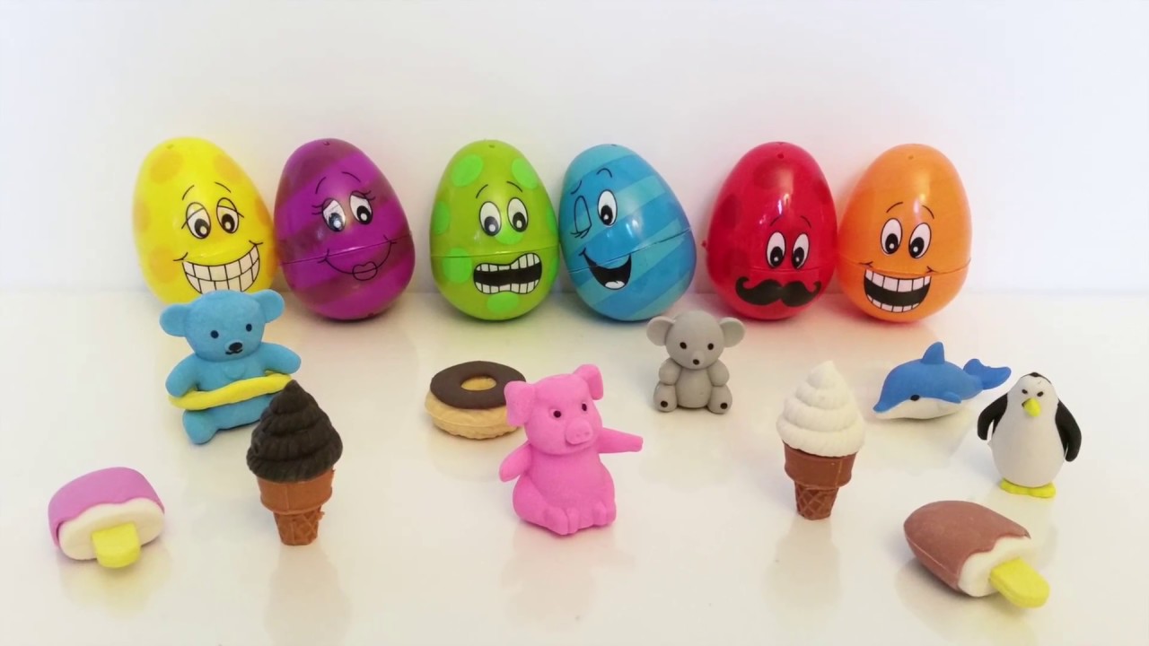 Surprise Eggs!!! Learn Colors With Surprise Eggs, Party Animals ...