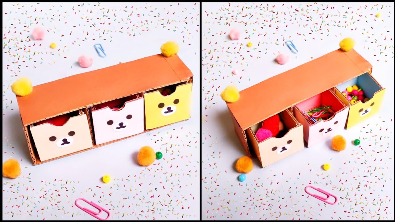 DIY Cute Mini Organizer Boxes/DIY Desk Decore Ideas/Cute Organizer ...