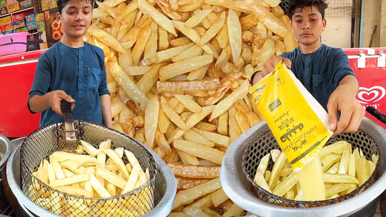 17 Years Old Kid Selling French Fries. Hardworking Afghani Boy Making ...