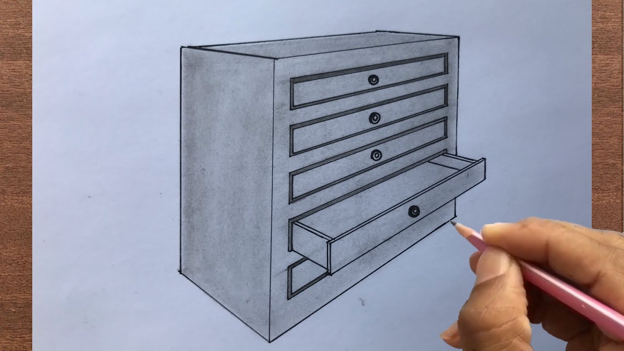 How to Draw a Cabinet in 2 Point Perspective - YouTube