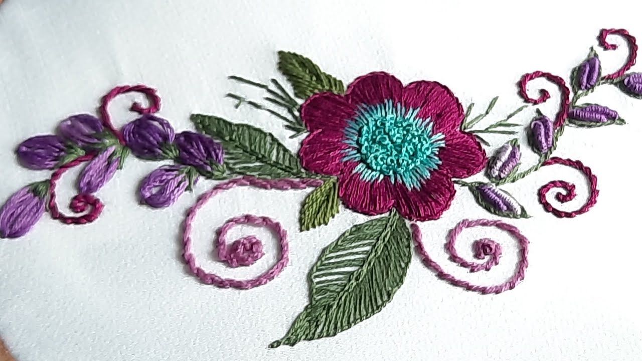 simple and easy hand embroidery design work - YouTube