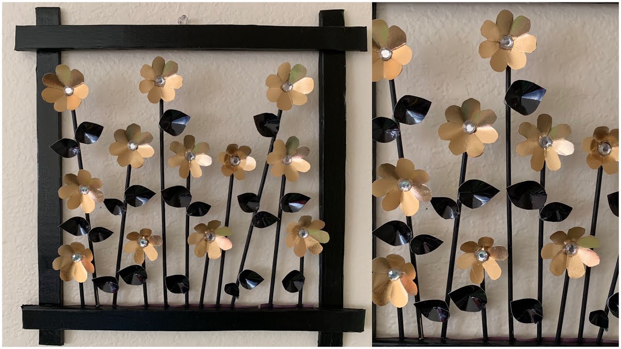 Wall art using metalic papers/ Metalic paper wall hanging - YouTube