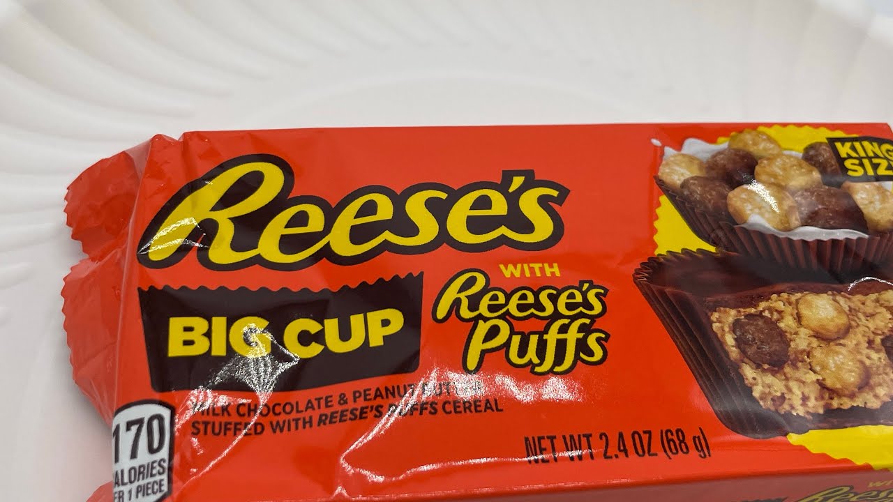 Reese”s big cup, Reesie puffs review - YouTube