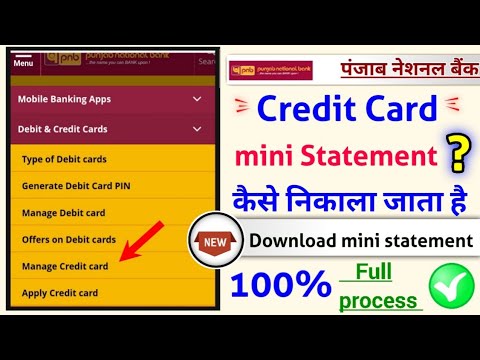 pnb Credit Card Mini statement kaise nikale, how to download pnb Credit ...