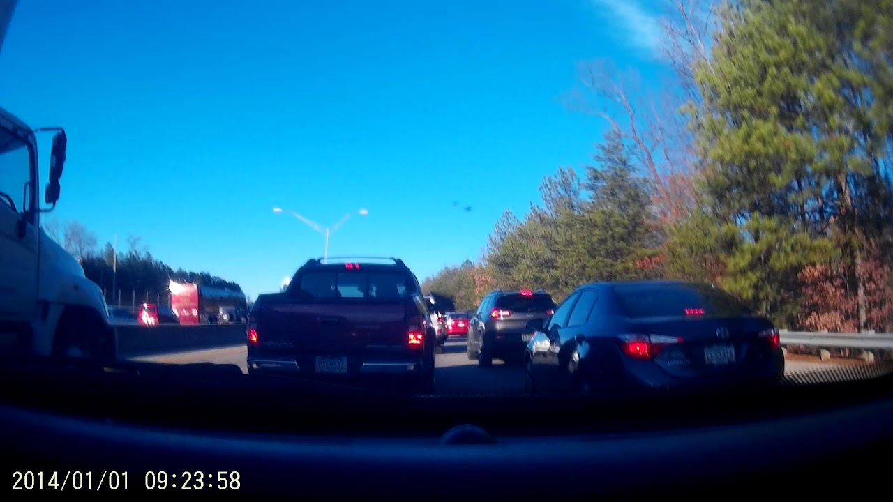 Line of cars decide to make shoulder a driving line - YouTube