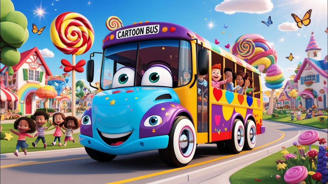 "🎶 The Colorful Bus Goes Round and Round! 🚍 Fun Nursery Rhymes for Kids ...
