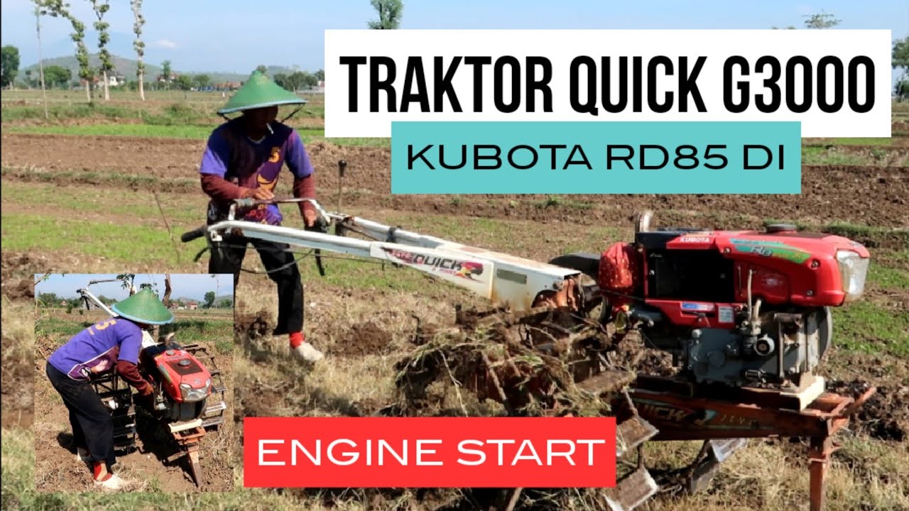 HAND CRANK START TRAKTOR SAWAH QUICK G3000 ZEVA DENGAN MESIN DIESEL ...