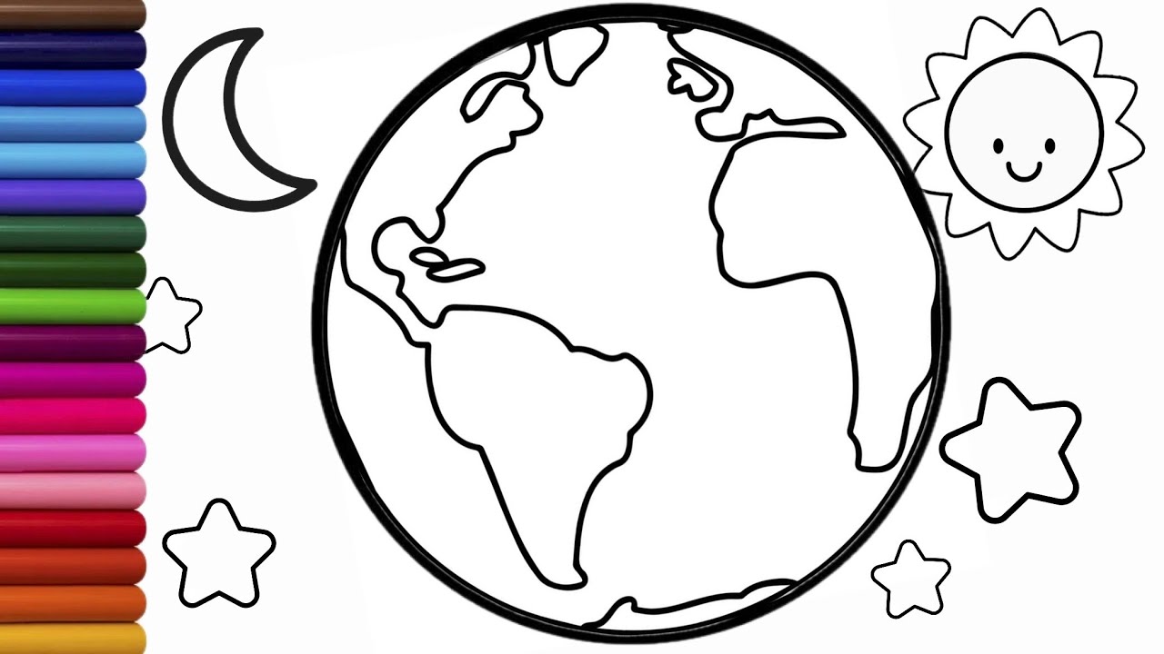 Drawing, Painting and Coloring Earth for Kids & Toddlers 🌎 Rainbow ...