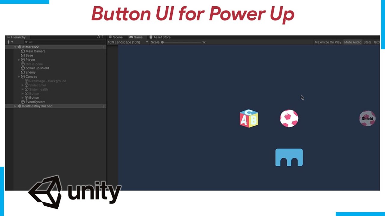 Bagaimana Cara Membuat Button UI untuk Power Up Shield di Unity - YouTube