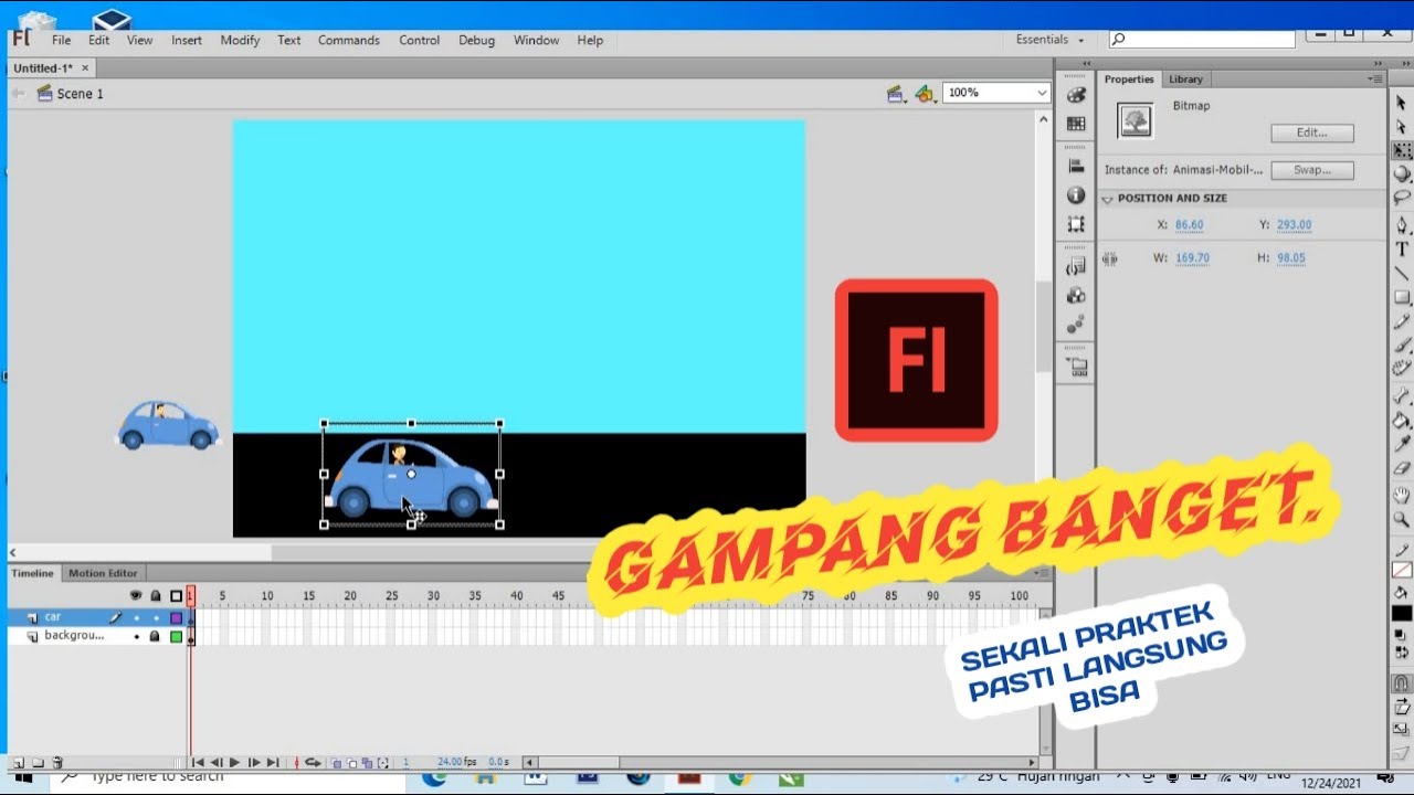 tutorial membuat animasi mobil berjalan di adobe flash cs6 - YouTube