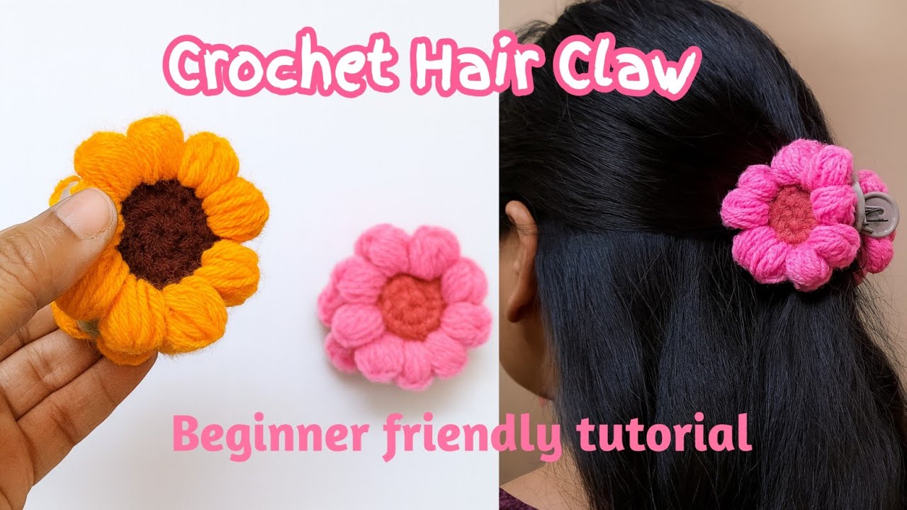🌸 This Crochet Flower Hair Clutcher Clip is a Must-Try! 💕 | Super Easy ...