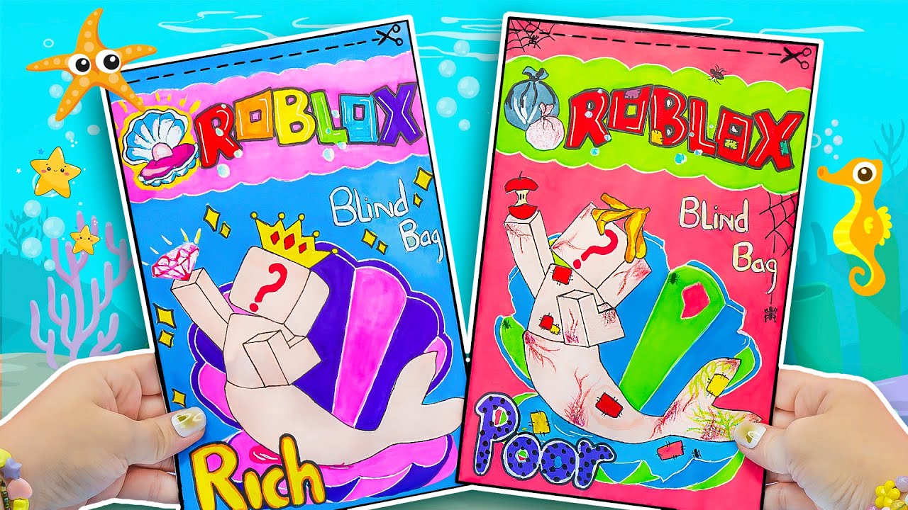 [🎀Paper diy🎀] Roblox Mermaid Rich vs Poor 로블록스 Unboxing Outfit Blind ...