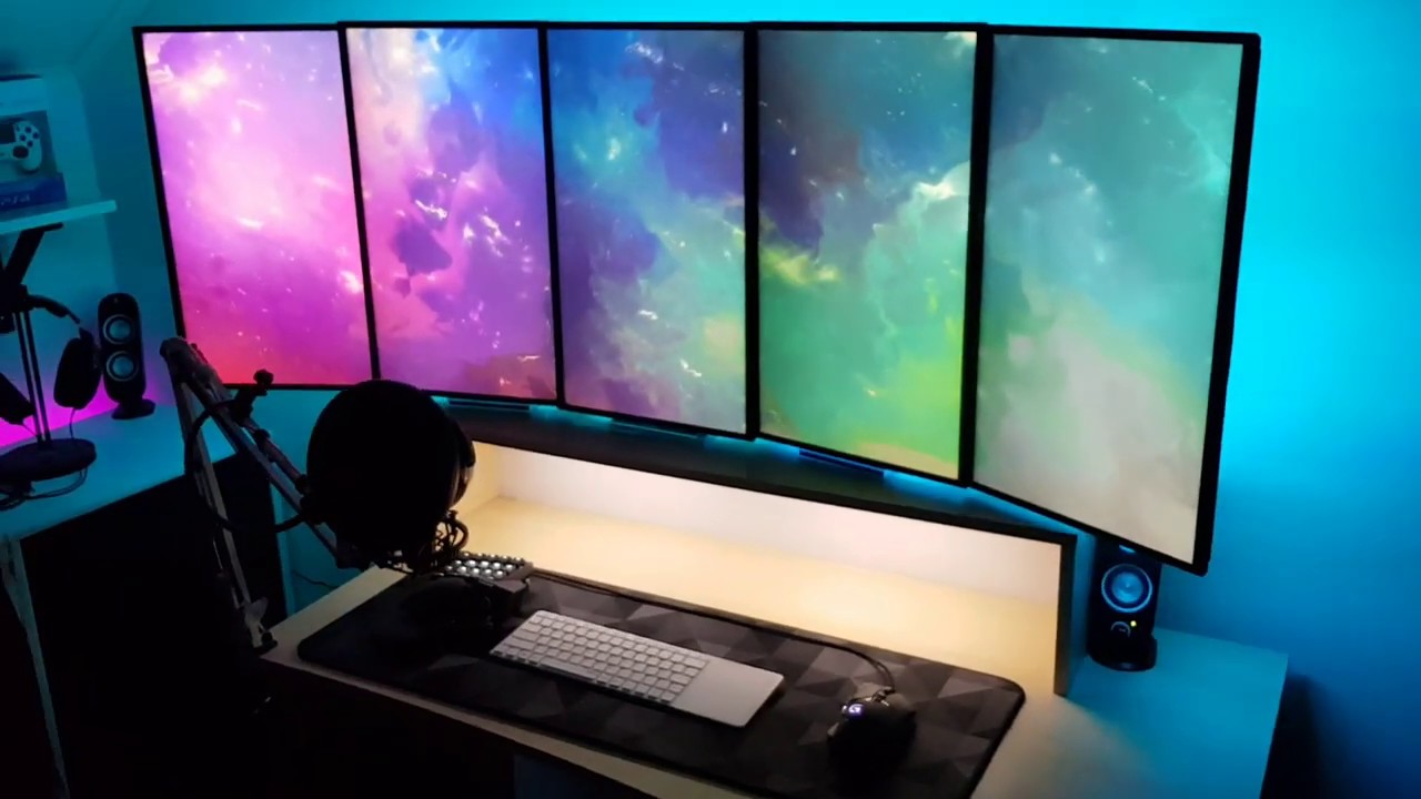 Five Monitor Setup and Quick Room Tour | The end of 2018 - YouTube