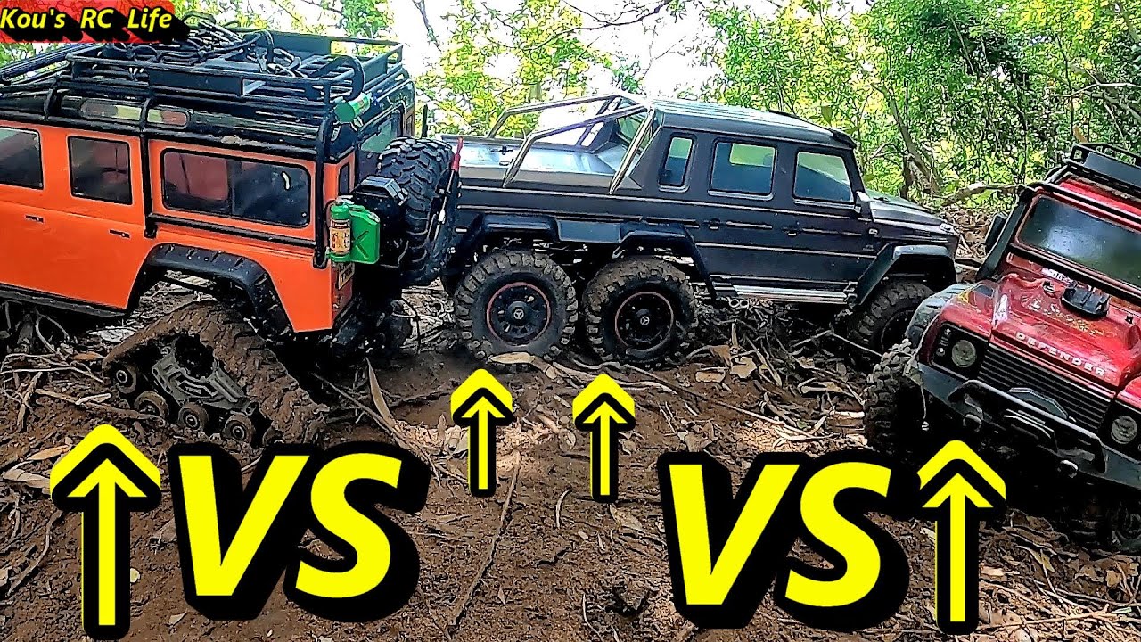 Traxxas TRX6 VS TRX4 with Track set and TRX4 Battle on a steep slope ...