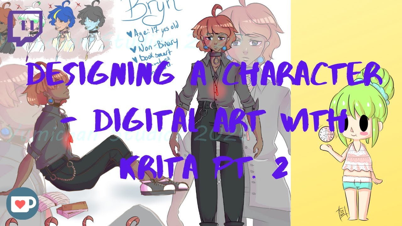 DESIGNING A CHARACTER - Digital Art With Krita Pt 2 - YouTube