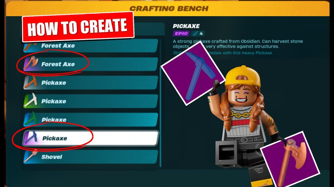 Fortnite Lego | How to Create *Epic* Pickaxe and Forest Axe - YouTube