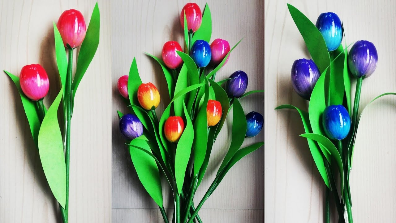 Egg shell flower making/Egg shell tulip flower making/tulip flower ...