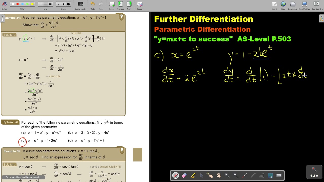 11 34 Further Differentiation Parametric Differentiation Part 3 - YouTube