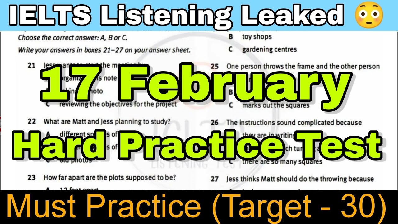 17 FEBRUARY VERY HARD LISTENING TEST | IDP REAL IELTS LISTENING TEST ...