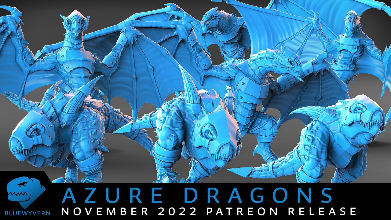 BlueWyvern Patreon | AZURE DRAGONS | November 2022 miniature set - YouTube