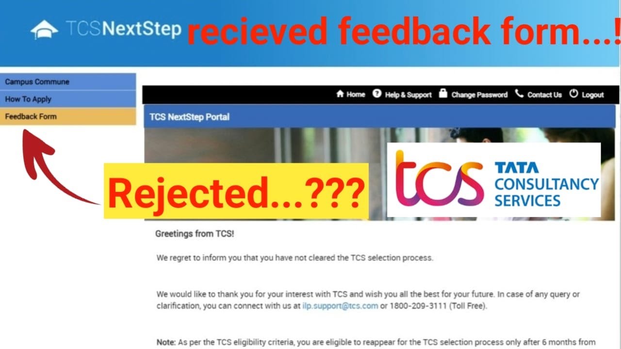Feedback form in TCS || rejection in TCS || Offer letter from TCS ...