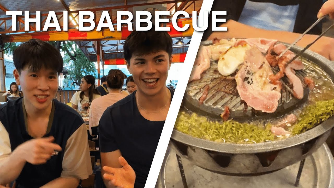 The best Thai BBQ (Mookata) in Bangkok with Nut Apiwich - YouTube