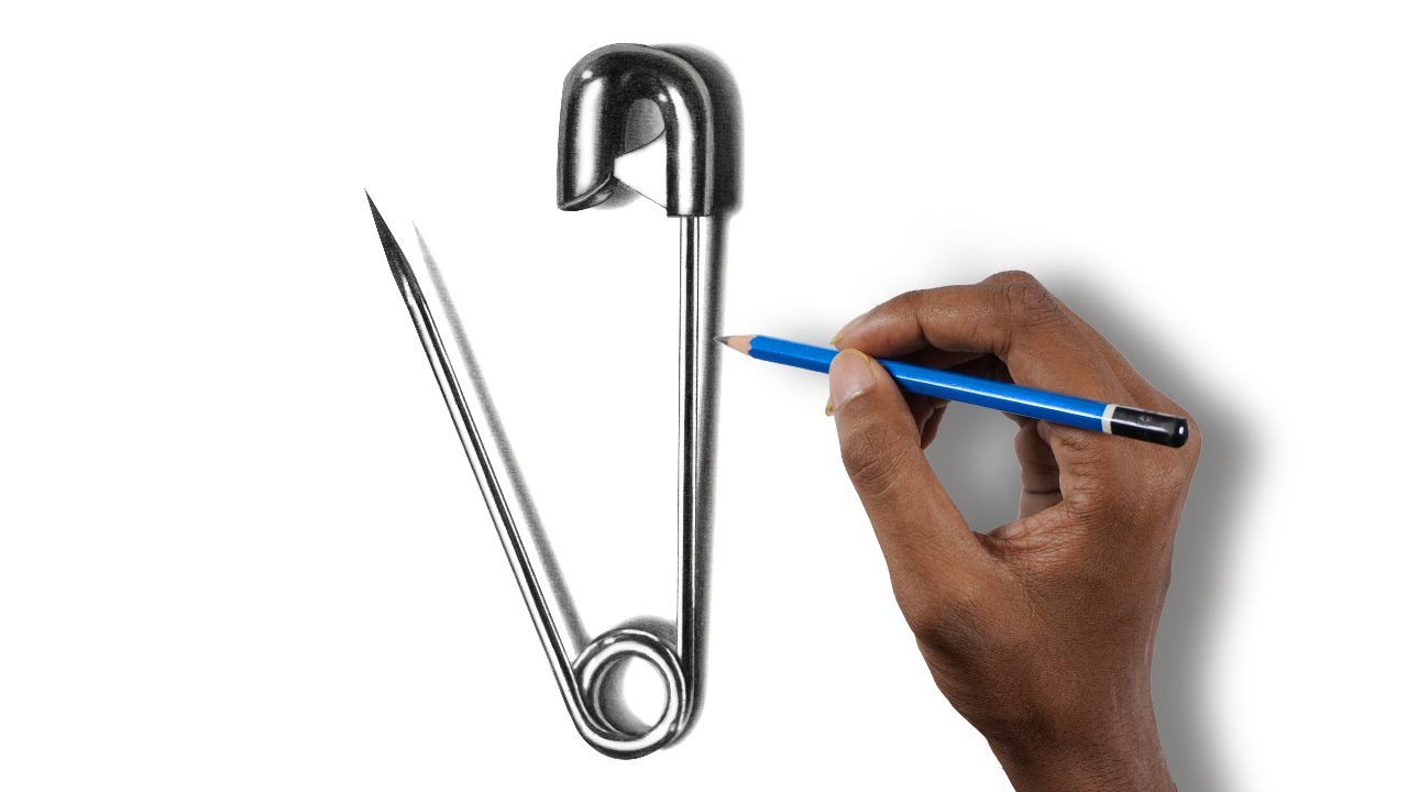 How To Draw Safety Pin Using Two Pencil - YouTube