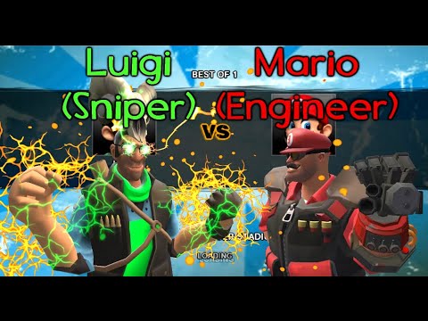 TF2 Mario Strikers Charged: Luigi (Sniper) vs Mario (Engineer) - YouTube