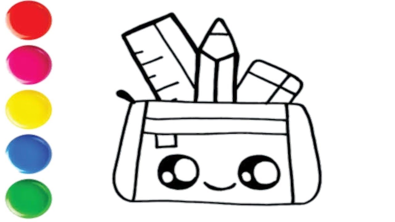 How To Draw a Cute Pencil case | Drawing For Kids And Toddlers Painting ...