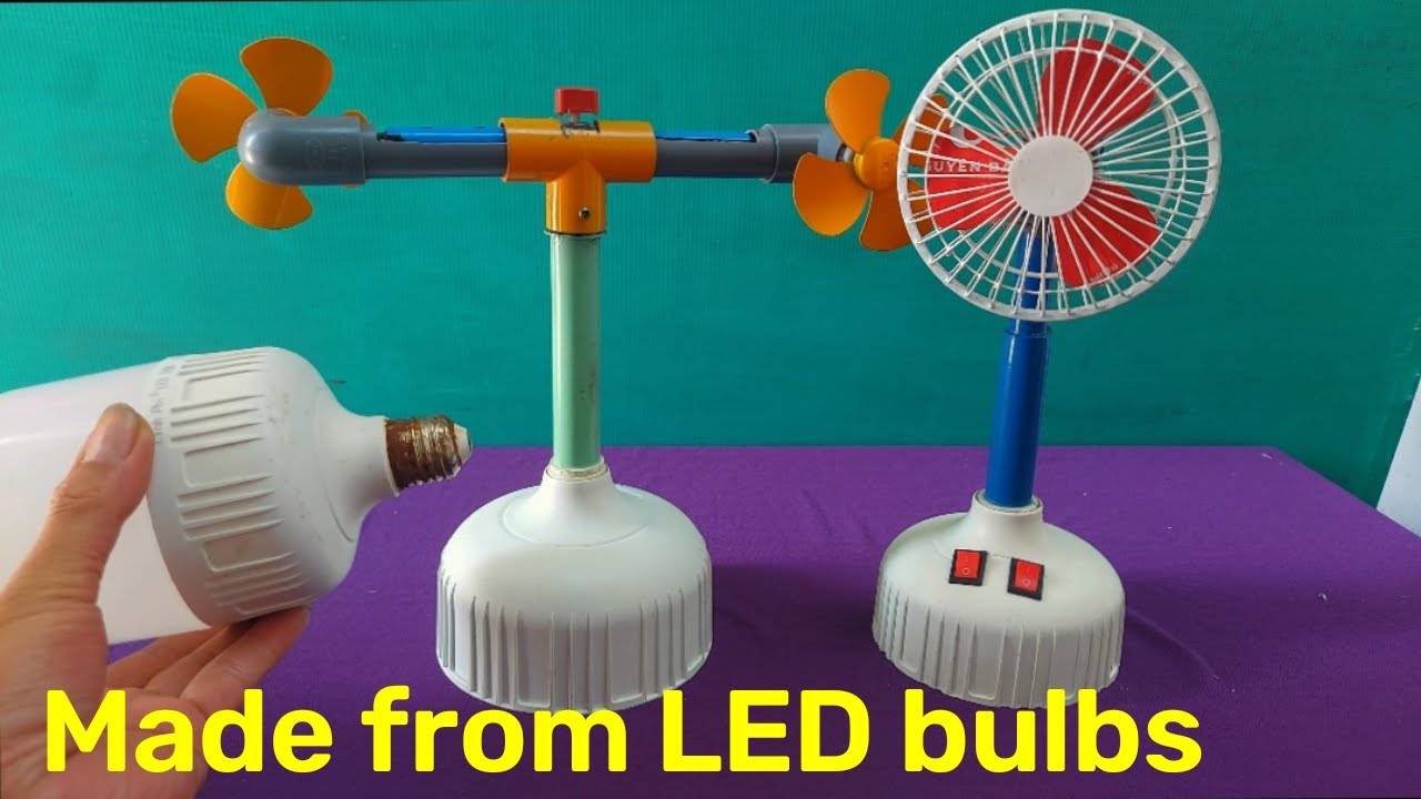 2 fans made from motors and LED bulbs || DIY mini toy fan - YouTube