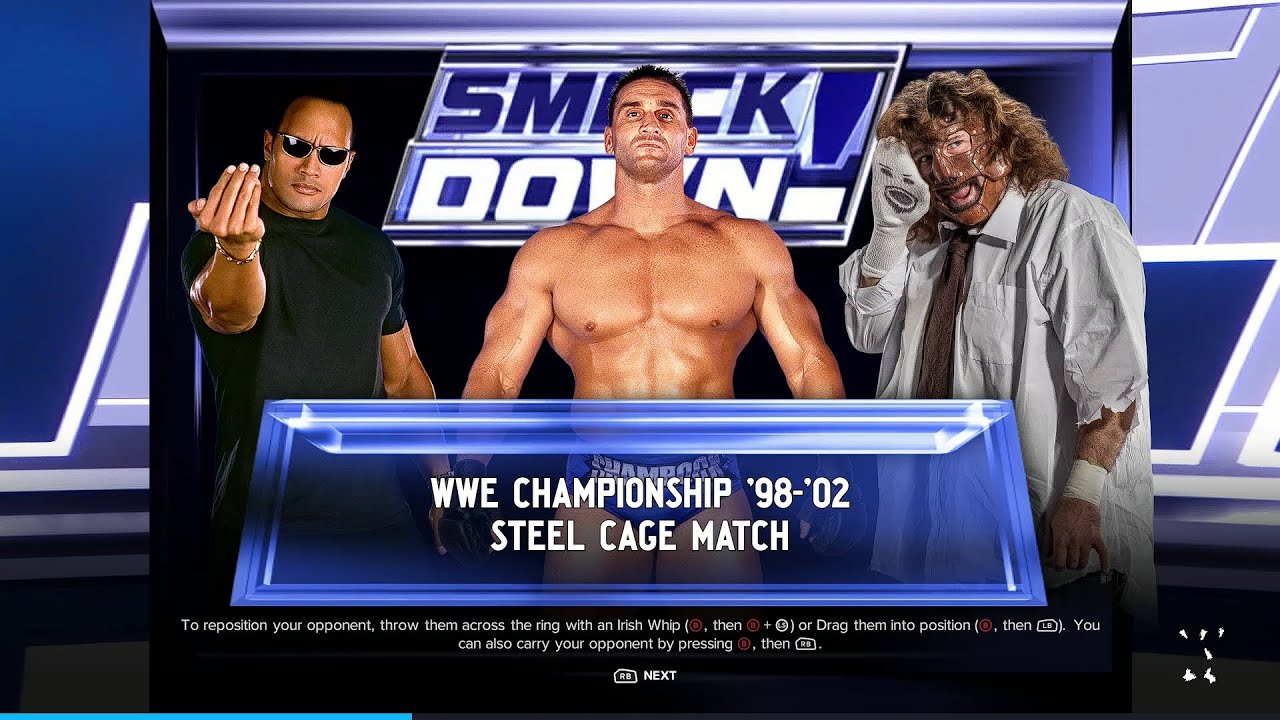"💥 WWE 2K24 FULL MATCH — The Rock vs Ken Shamrock vs Mankind — WWE ...