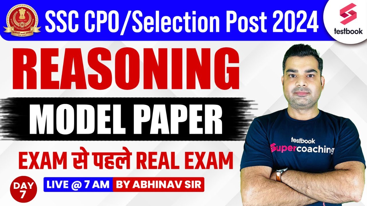 SSC CPO/ Selection Post Reasoning 2024 | SSC CPO 2024 Reasoning Model ...