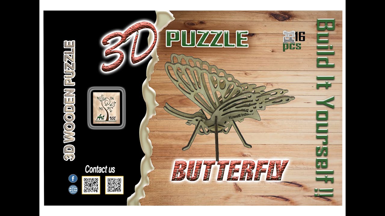 BUTTERFLY 3D PUZZLE ART TREE - YouTube