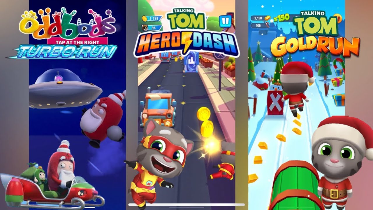 Oddbods Turbo Run Santa - Talking Tom Hero Dash - Tom Gold Run Santa ...