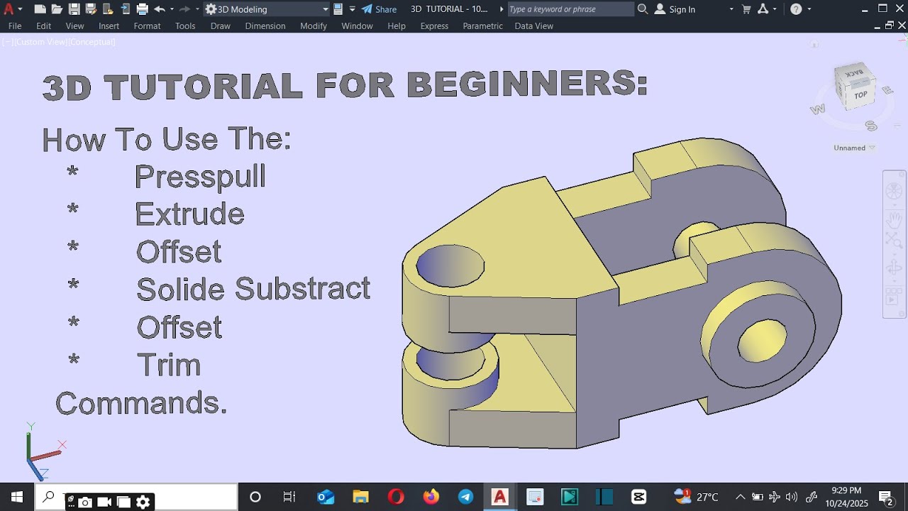The Secret to 3D Modeling in AutoCAD (Tutorial for Beginners) - YouTube