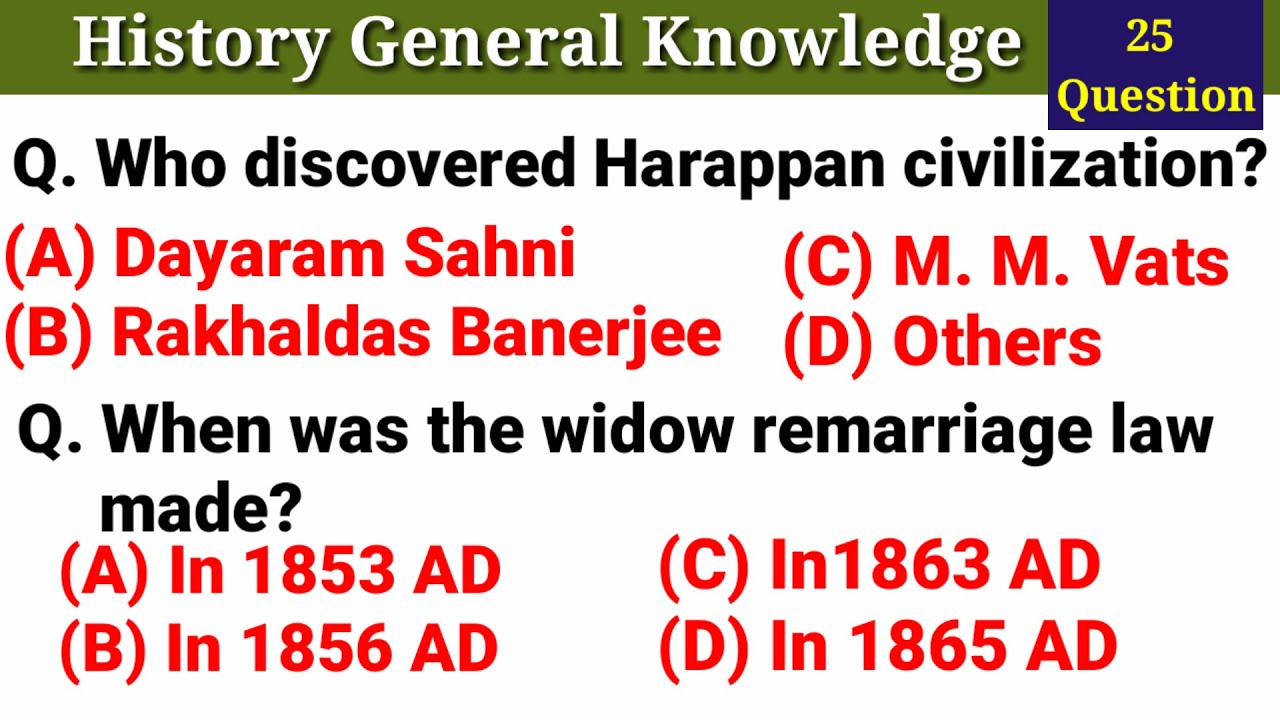 History GK || General Knowledge Question & Answer related to History ...