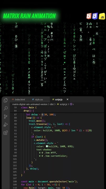 Matrix Rain Animation #programming #html #css #js #code #web #shorts #viralshorts - YouTube