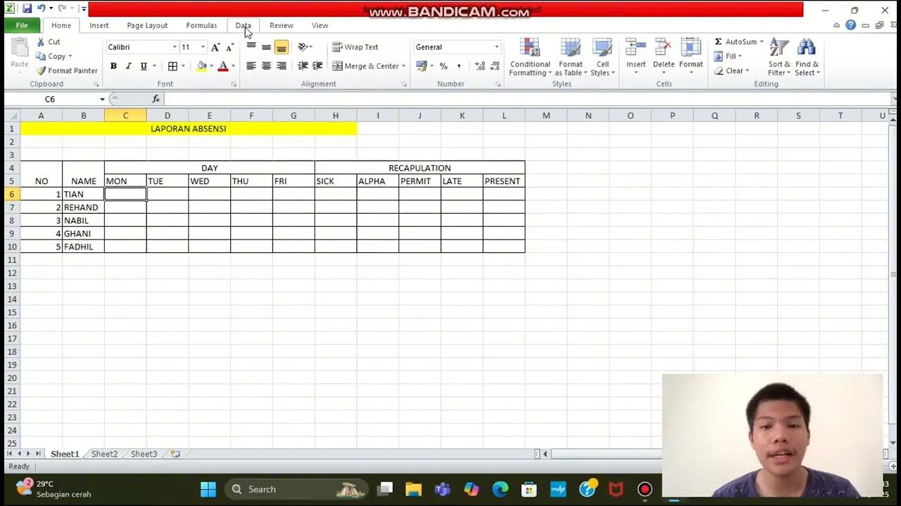 CARA MEMBUAT LAPORAN ABSENSI PADA EXCEL (INFORMATIKA) - YouTube