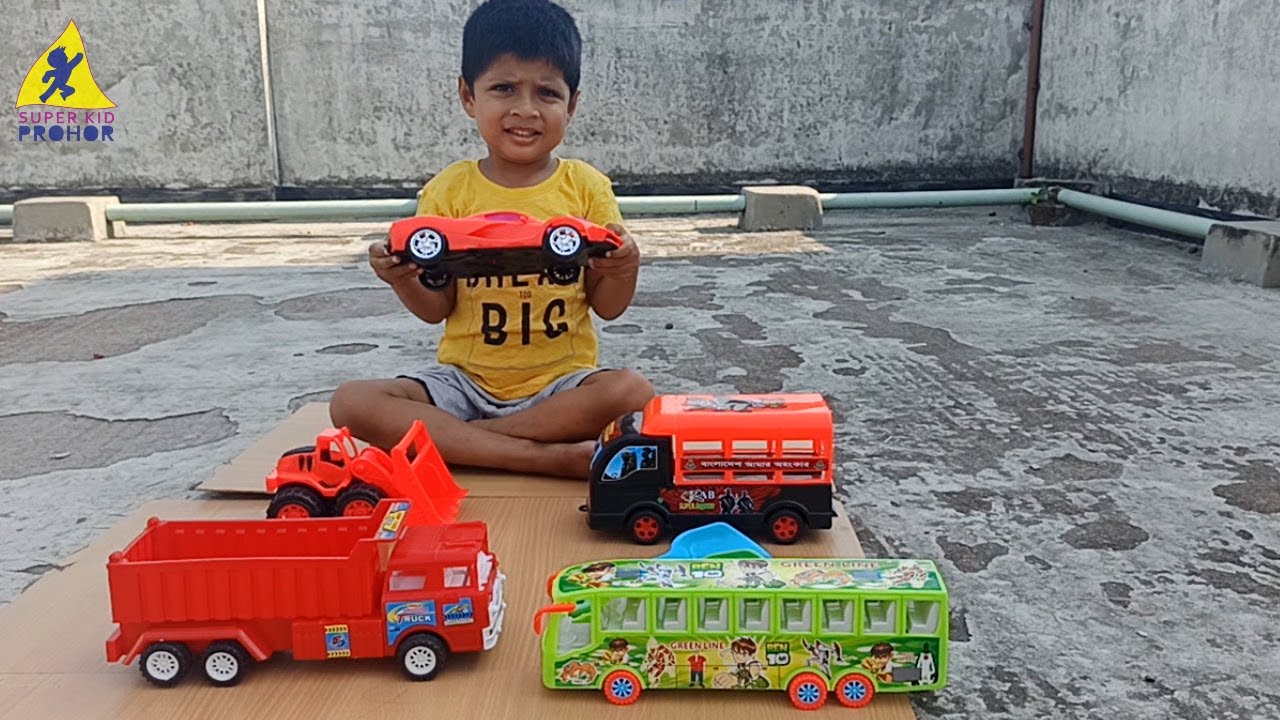 Baby Reviewed Toy Vehicles-Taxi, Ben10 Volvo Bus, Construction Truck ...