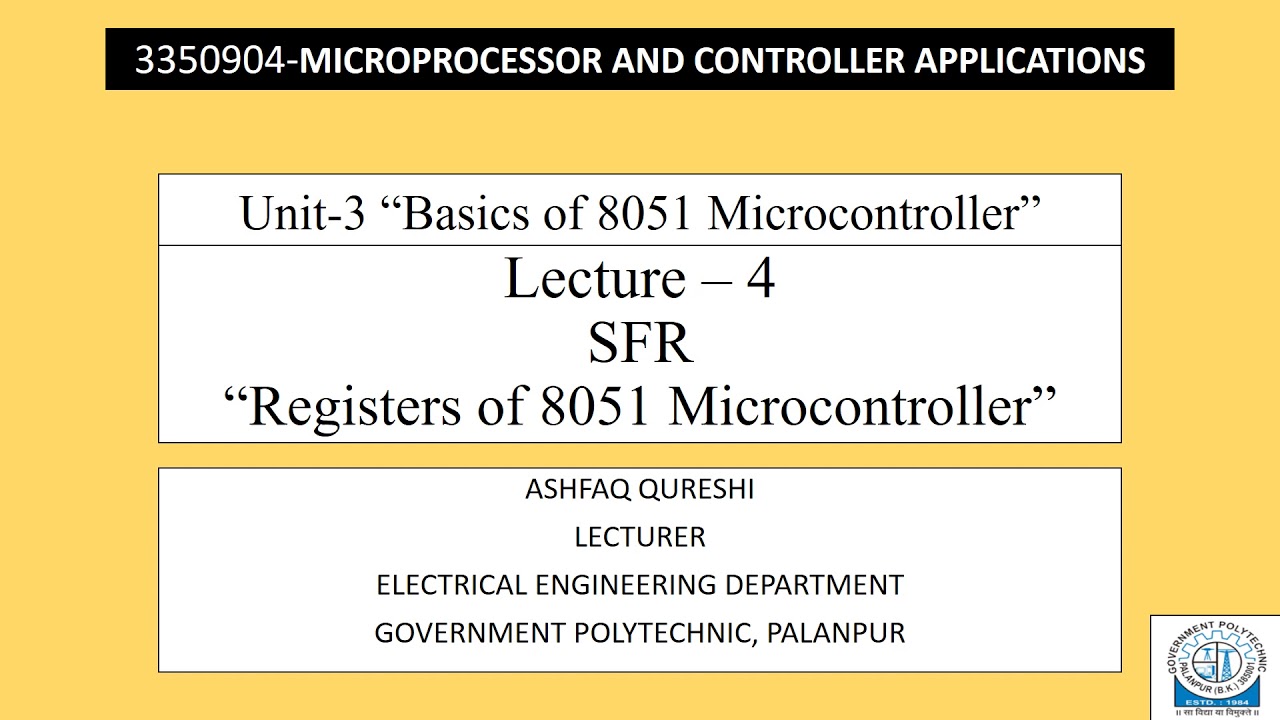U3-Lecture-04- SFR Register of 8051 Microcontroller - YouTube
