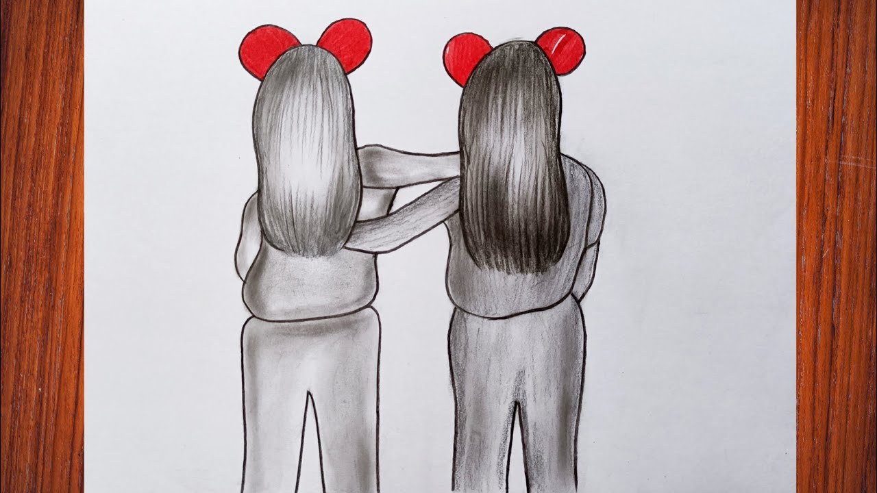 How to draw a two best friend girl drawing| Two friends girl drawing ...
