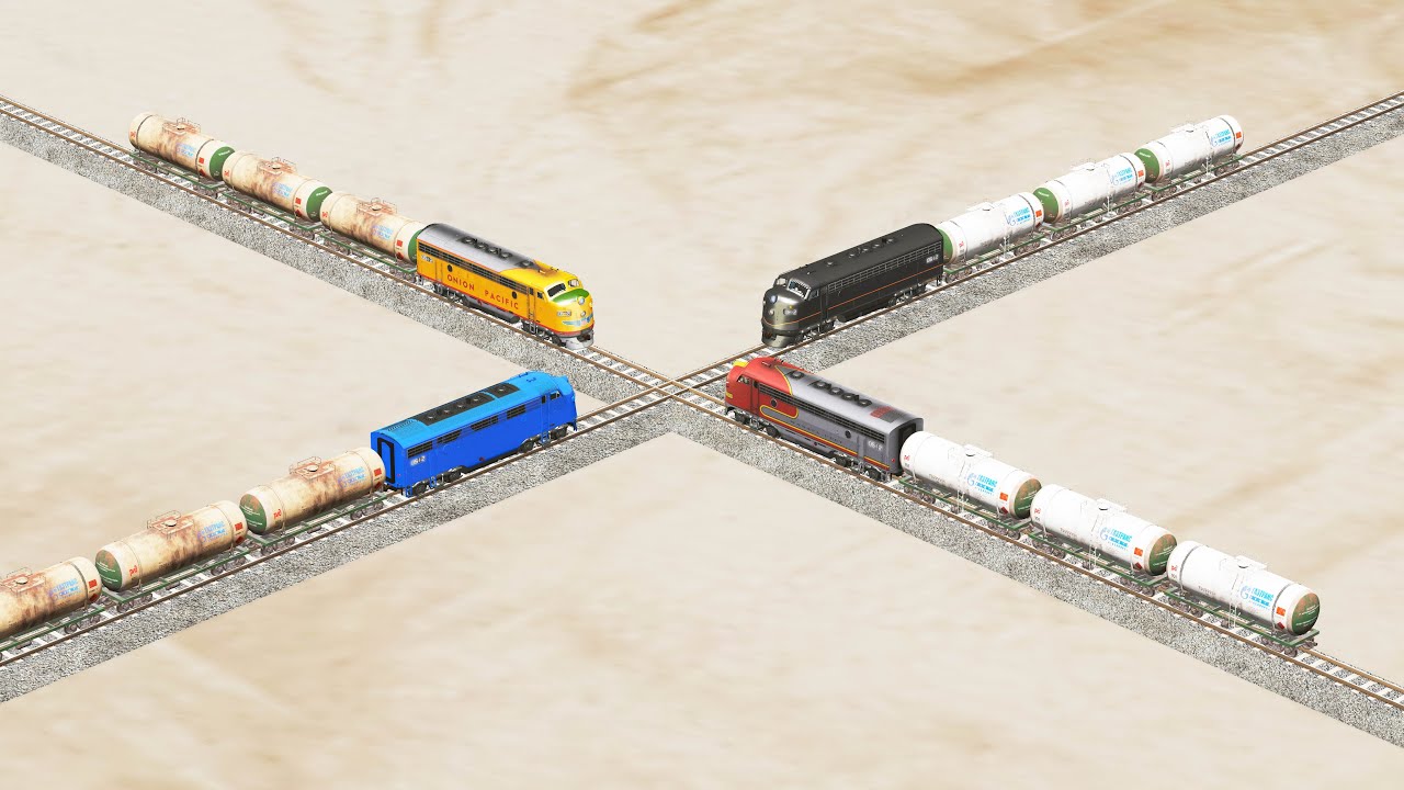 Impossible cross Rail Track vs Trains crossing-Beamng Drive - YouTube