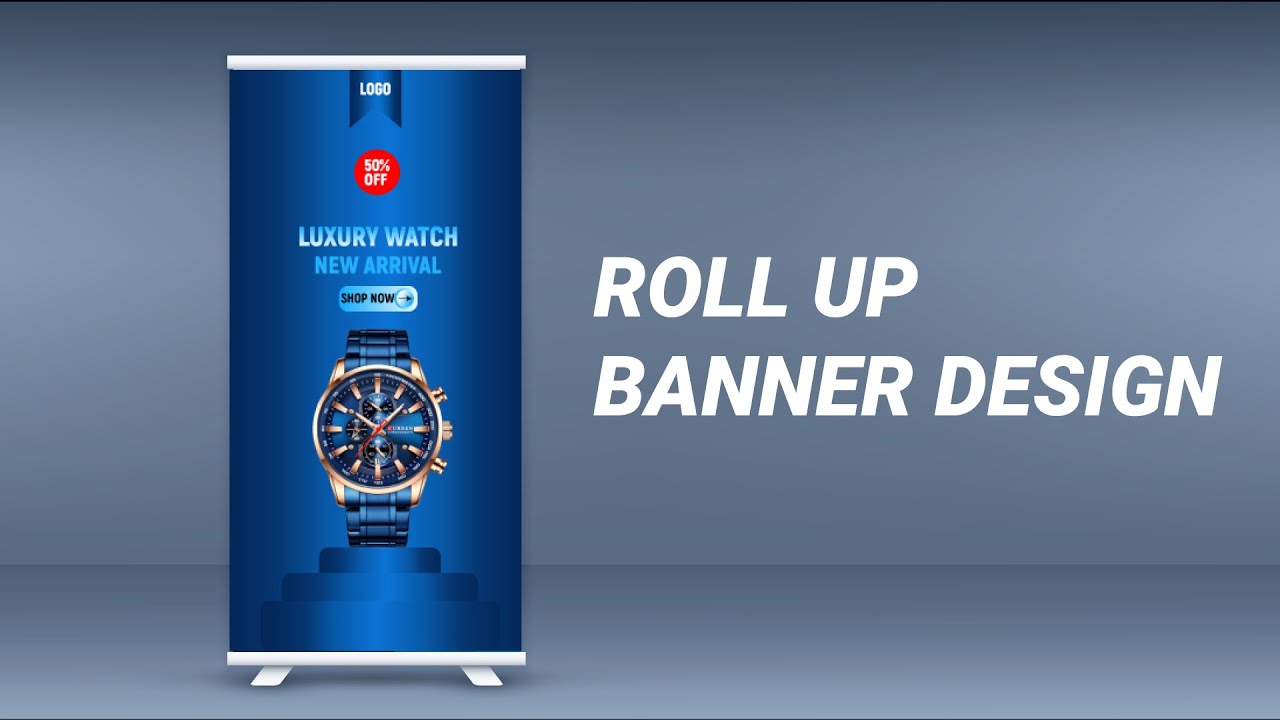 How To Design Roll Up Banner - X-Stand Banner Illustrator Tutorial ...