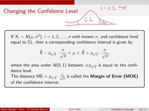 Chapter 7: Confidence Interval for a Mean when Sigma is Known - YouTube