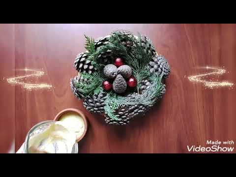 Bağımızda olan şam ağacından və qozasından stol üstü dekor QURU VƏ SALLAQ DƏRİLƏR ÜÇÜN  MASKA