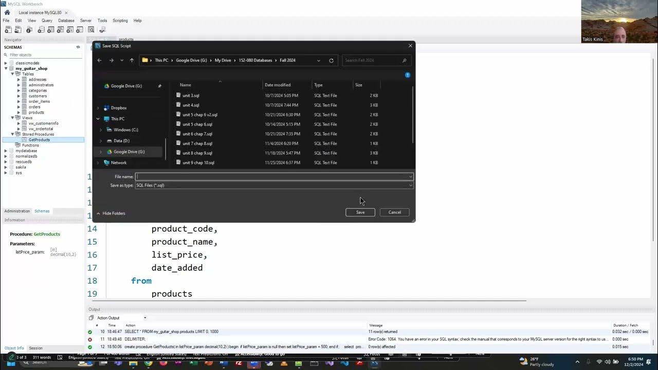 Databases - MySQL Unit 12 Lecture & Exercises - Stored Procedures & Functions - Fall 2024 - YouTube